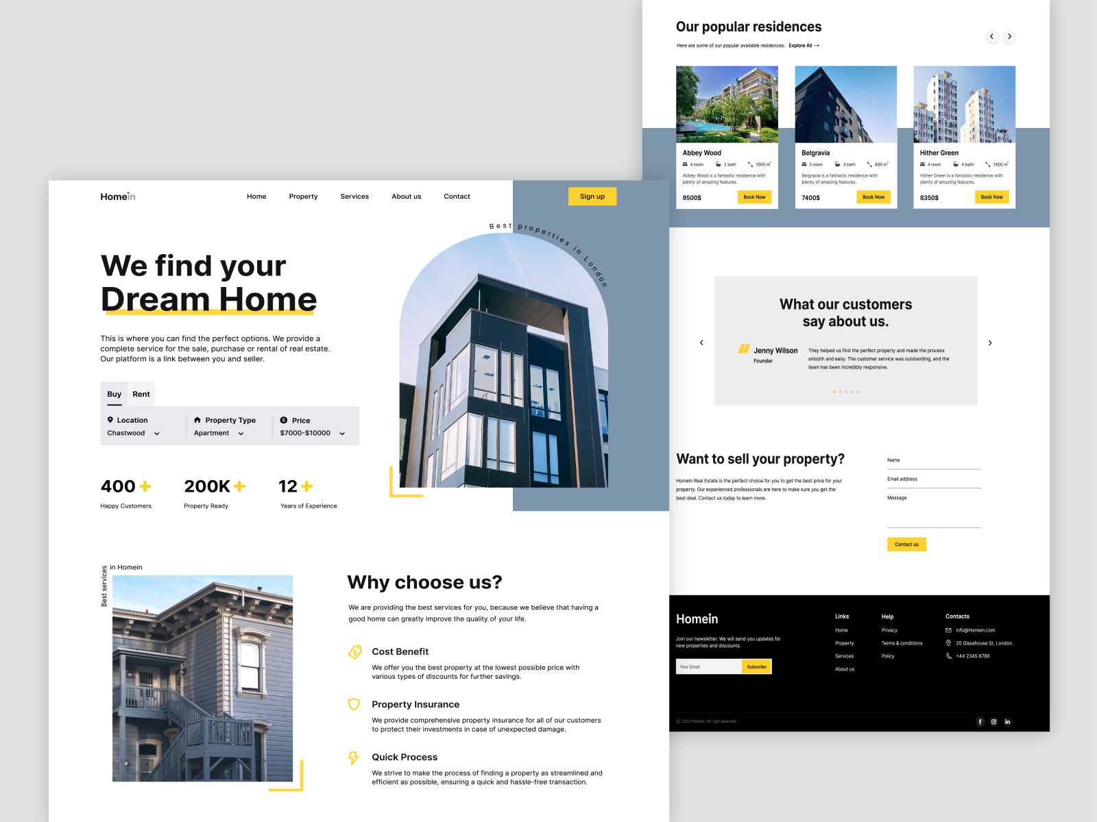 Real estate landing page by Aisaa on Dribbble