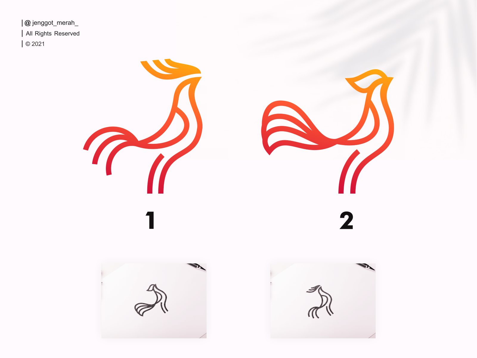rooster line art logo design by Jenggot Merah on Dribbble