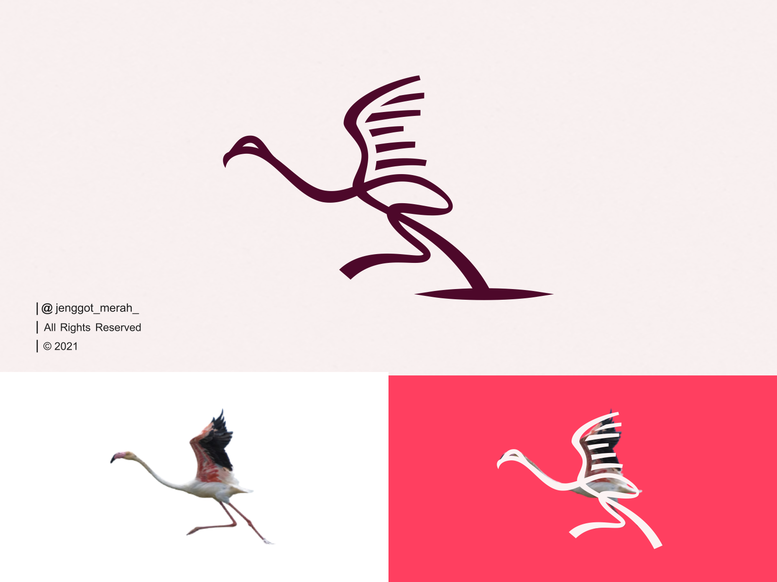Flamingo Flying Line Art logo idea by Jenggot Merah on Dribbble