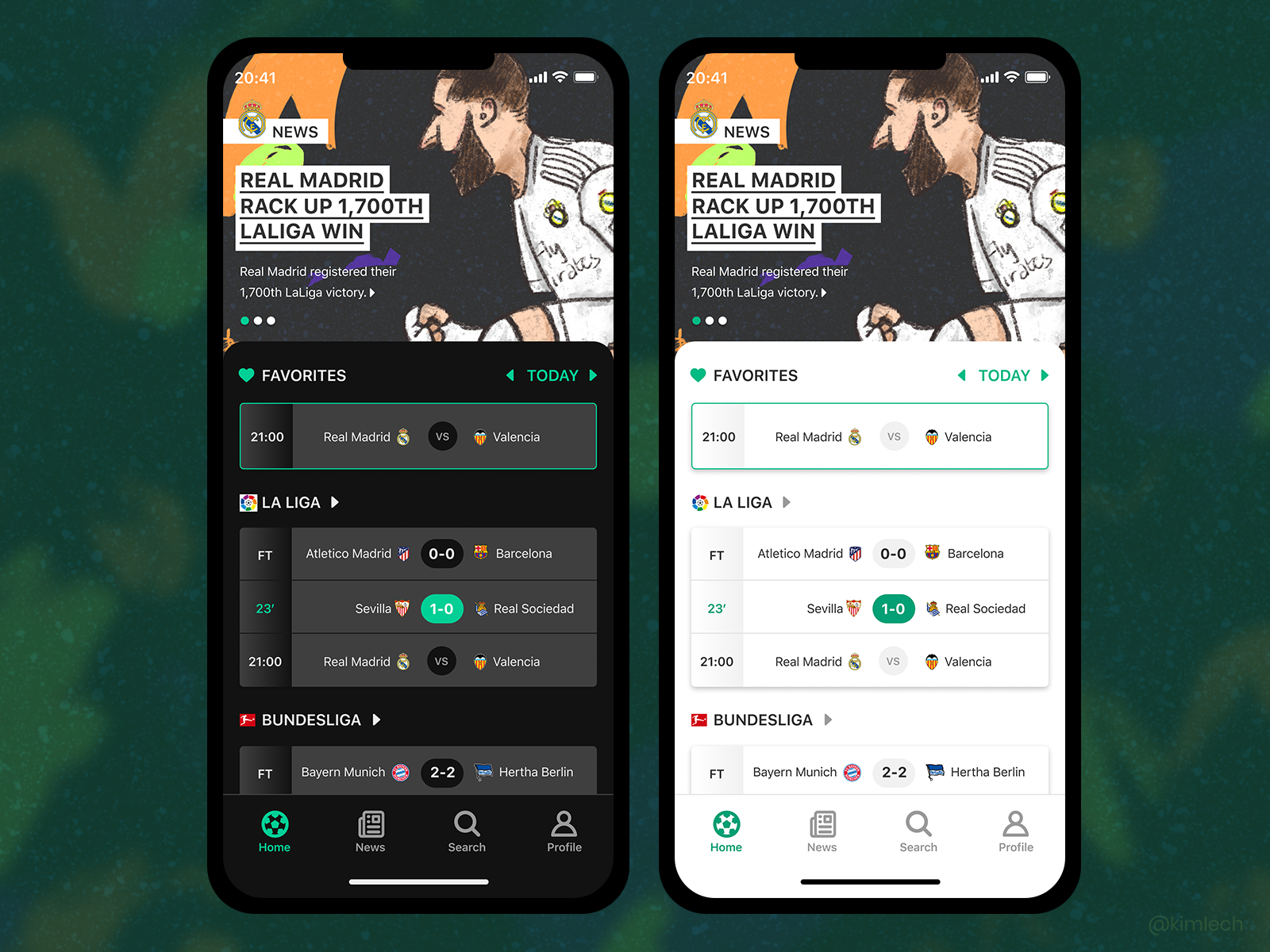 Football App by Kim on Dribbble