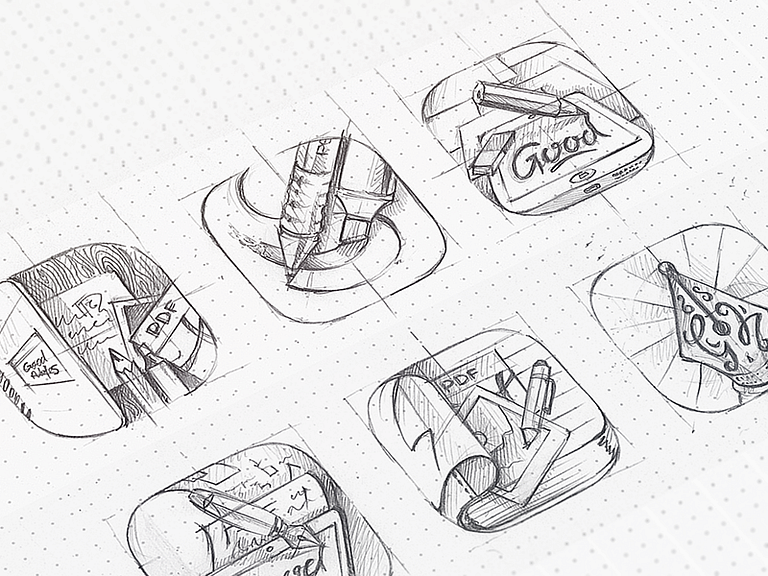 GoodNotes icon in process by Eddie Lobanovskiy on Dribbble