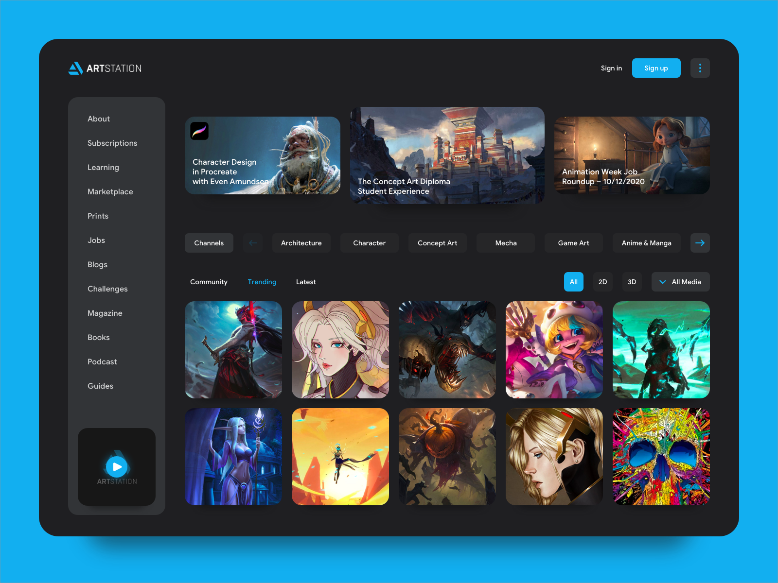 Artstation Redesign by Alexandr Lunev for ABCDesign on Dribbble