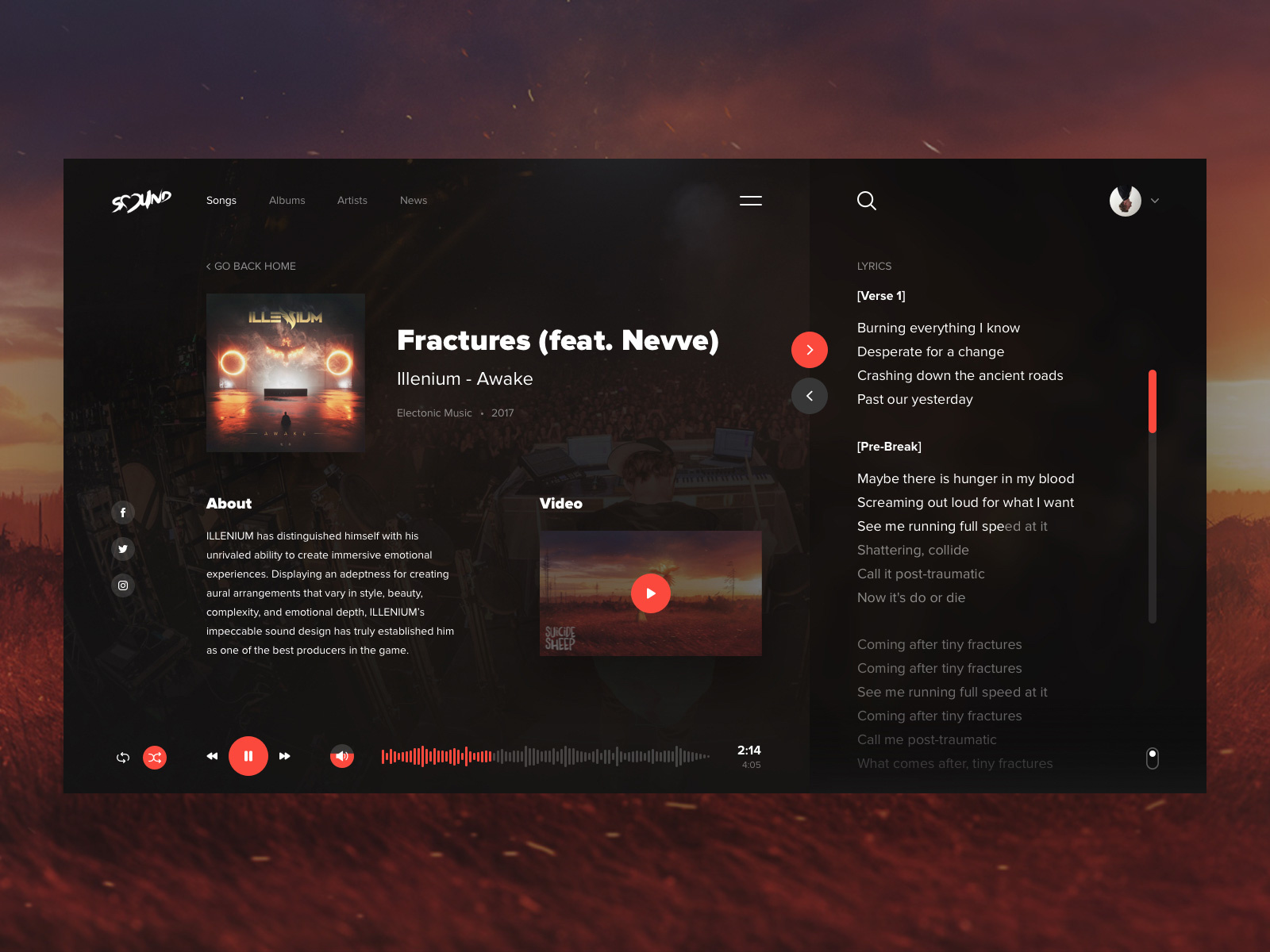 Sound - Song Screen by Anton Pecheritsa for Geex Arts on Dribbble