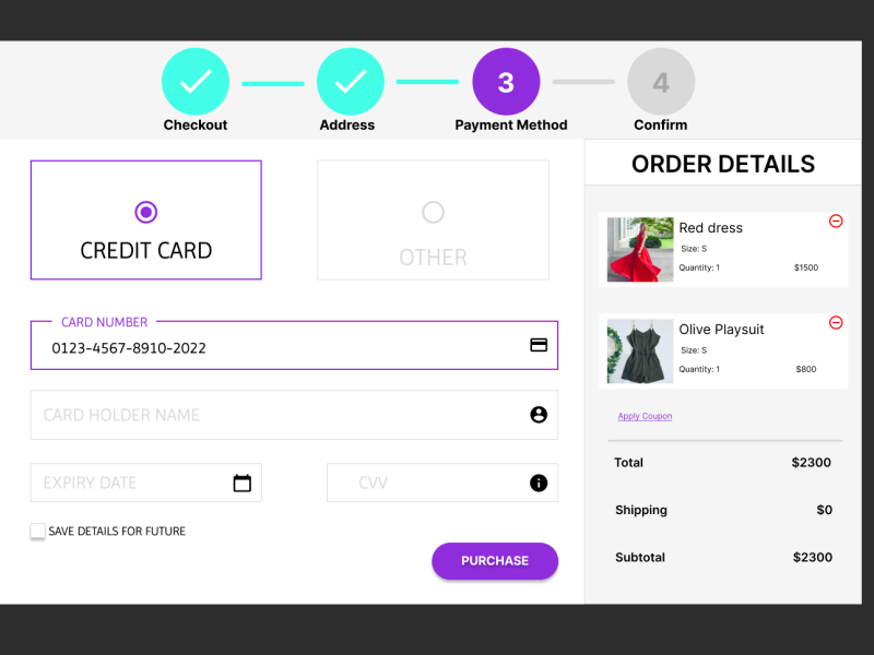 Credit Card Checkout Page by Yashwi Sinha on Dribbble
