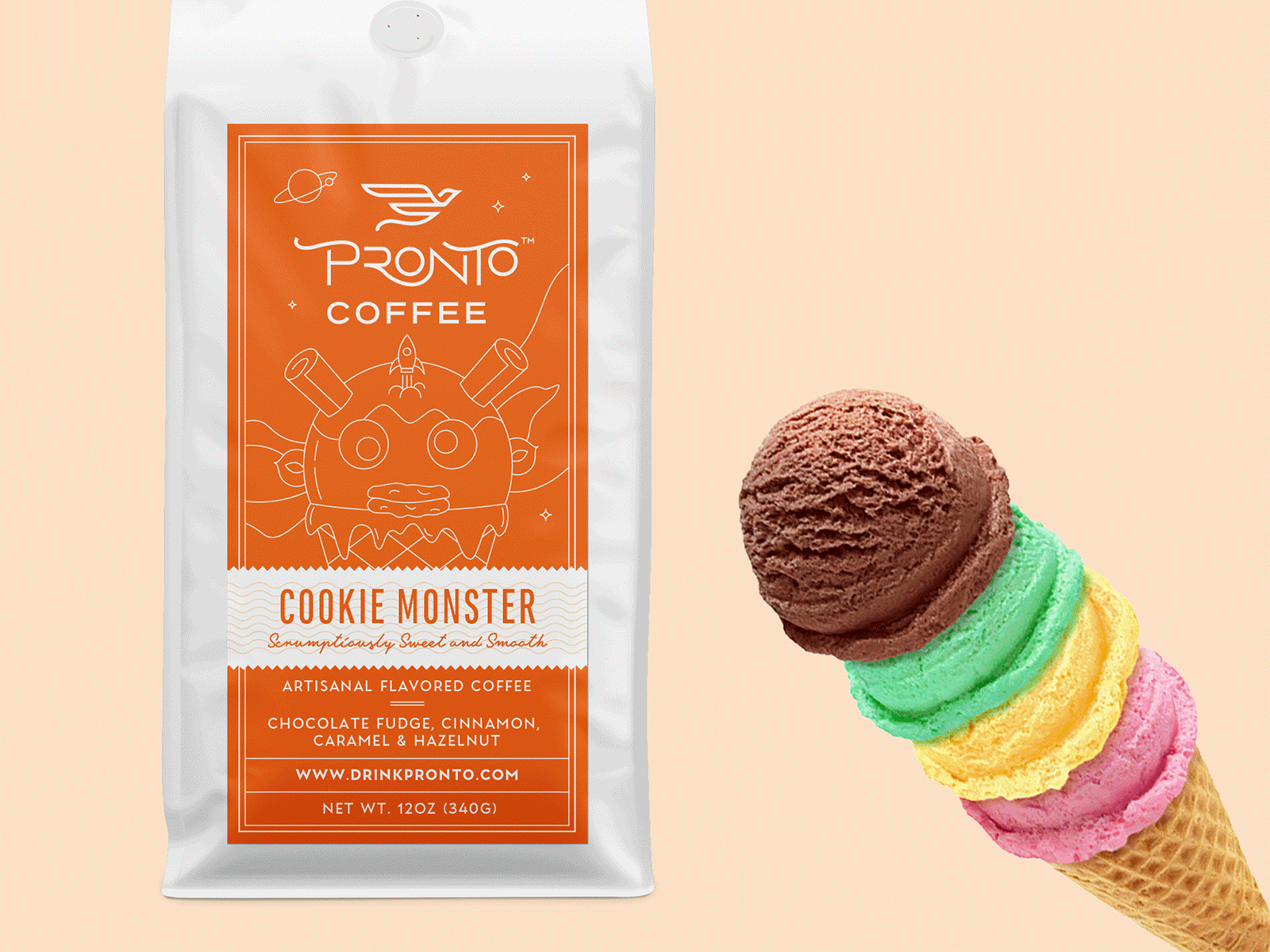 Labels For Coffe Company Summer ice Cream Shop Flavor Line By Mila