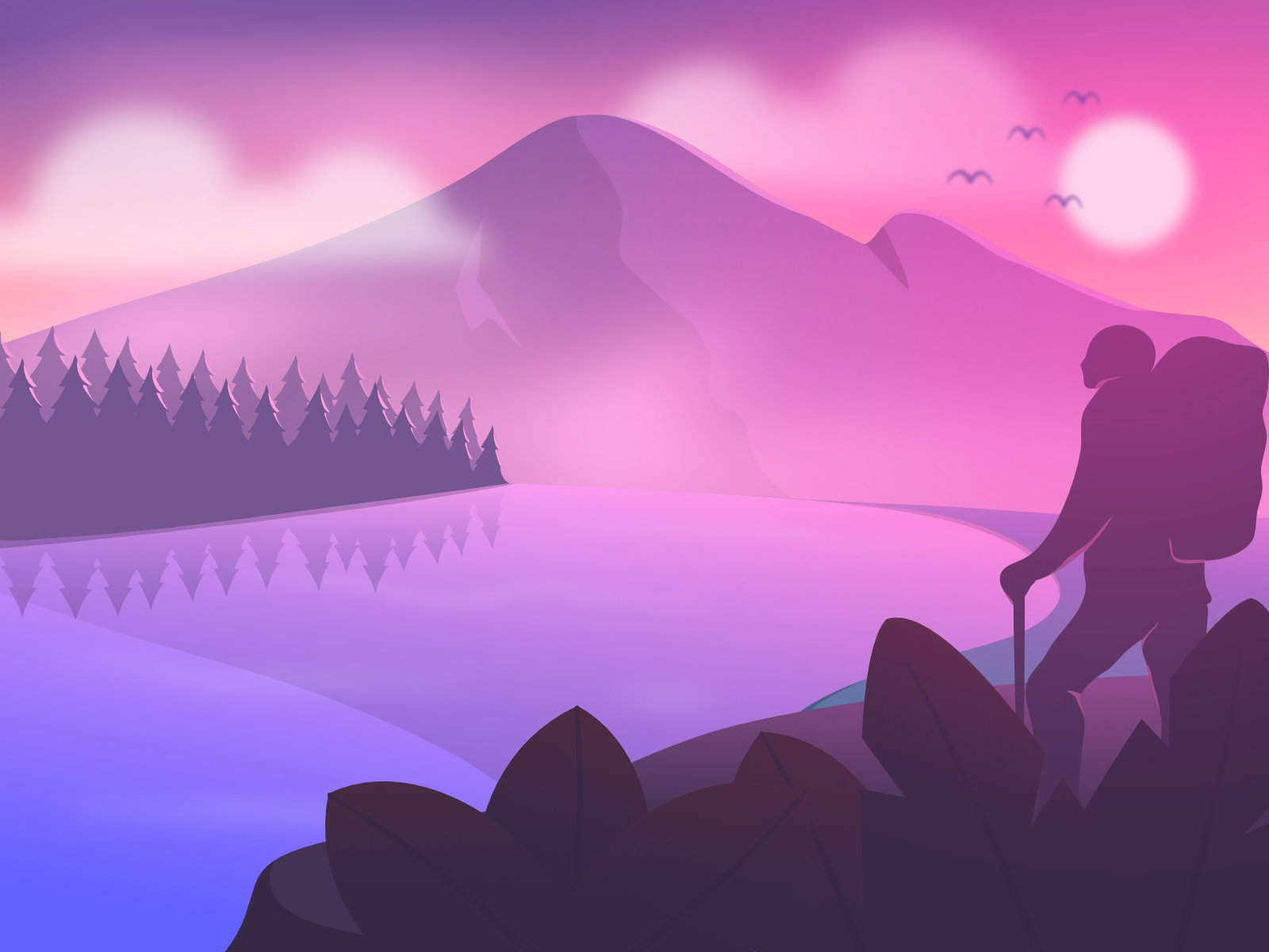 Hiking illustration by Faizal F.A. on Dribbble