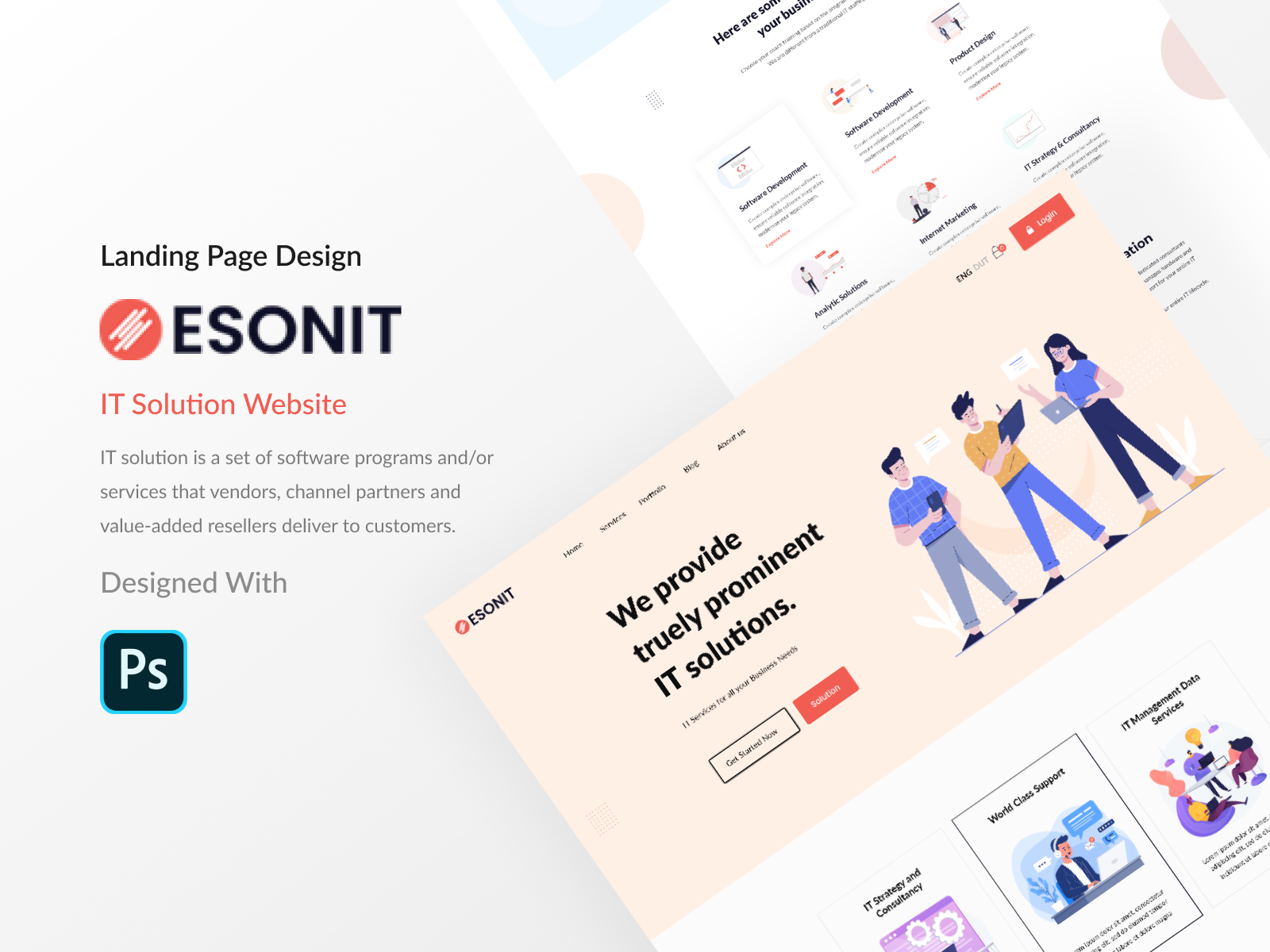 ESONIT - Landing Page - UI Design - PSD by Shahnaj Parvin on Dribbble