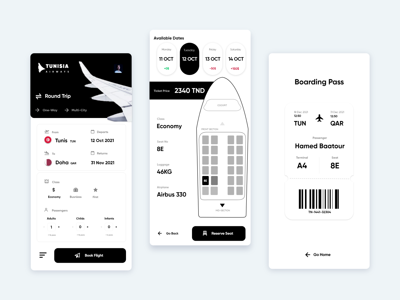 Airline App Design by Hamed Baatour on Dribbble