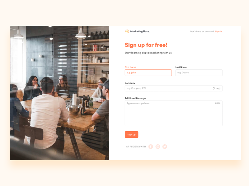 Sing up Website Design by Giuliana | UX UI | Web Designer & Developer ...