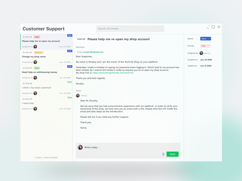 Customer Support Tool by Marcus Hoang 🏀 on Dribbble