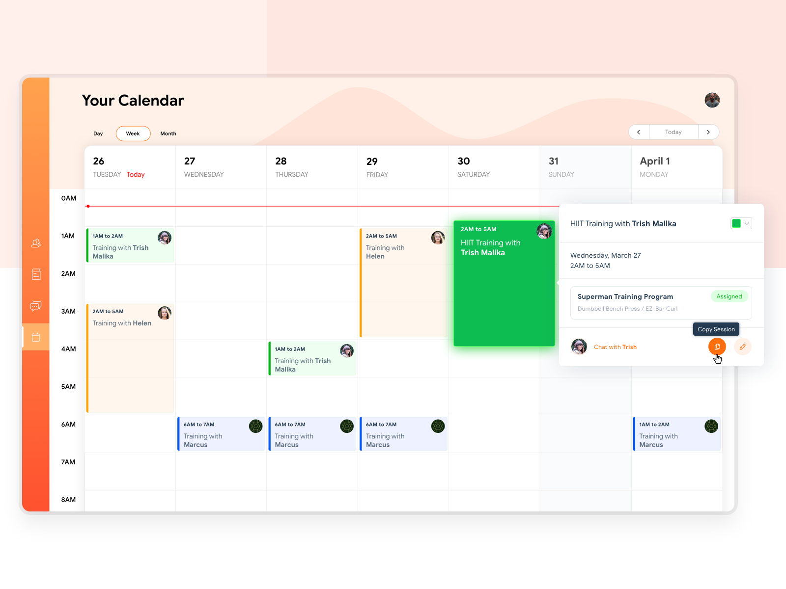 PT Training Session Calendar by Marcus Hoang 🏀 on Dribbble