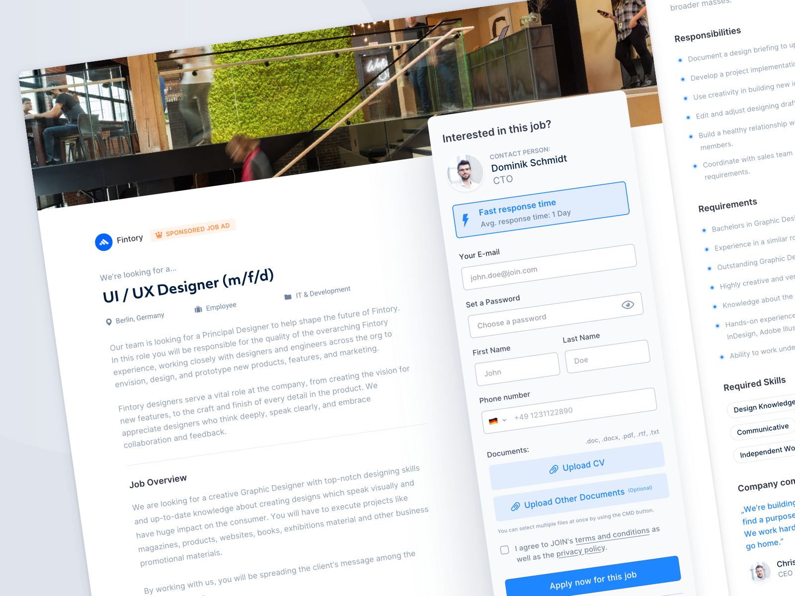 Hiring Platform – Job Application Page by Julian Herbst on Dribbble