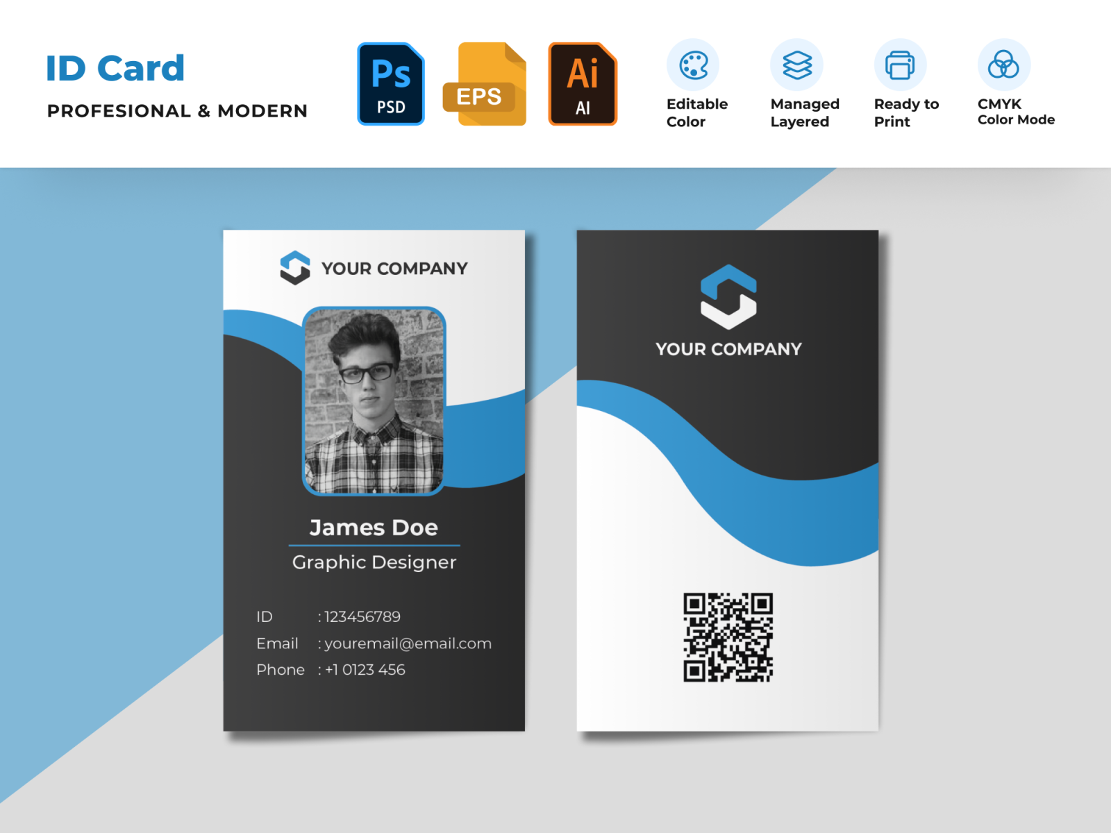 ID Card Template by Mandatech on Dribbble