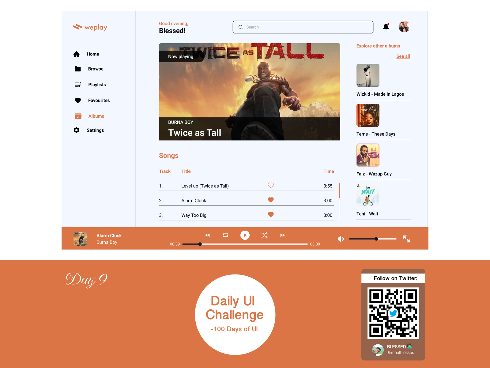 Day 9 Task: Design a music player. #DailyUI by Blessed Desmond on Dribbble