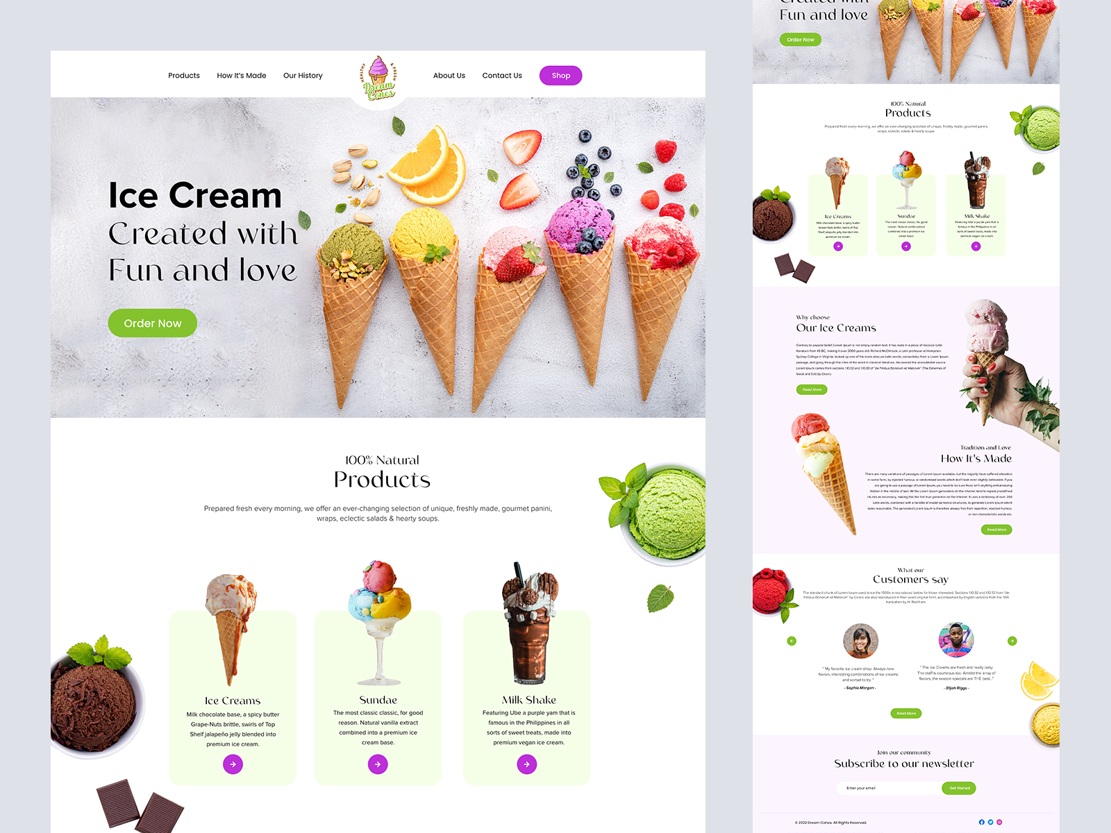 Dream Cones Website Designing by Venushka Perampalam on Dribbble