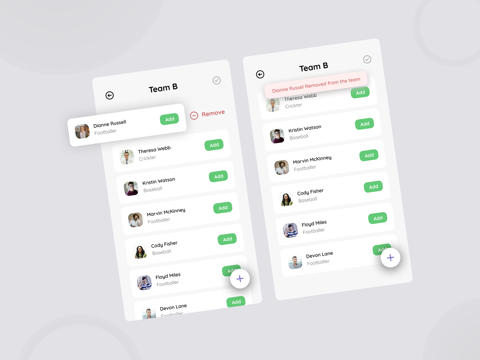 Yo Yo App ( Add/Remove Team Players) by Ruchir Prajapati on Dribbble
