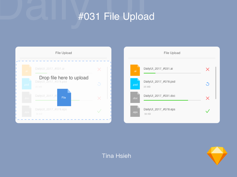 Daily UI #031 File upload by Tina Hsieh on Dribbble