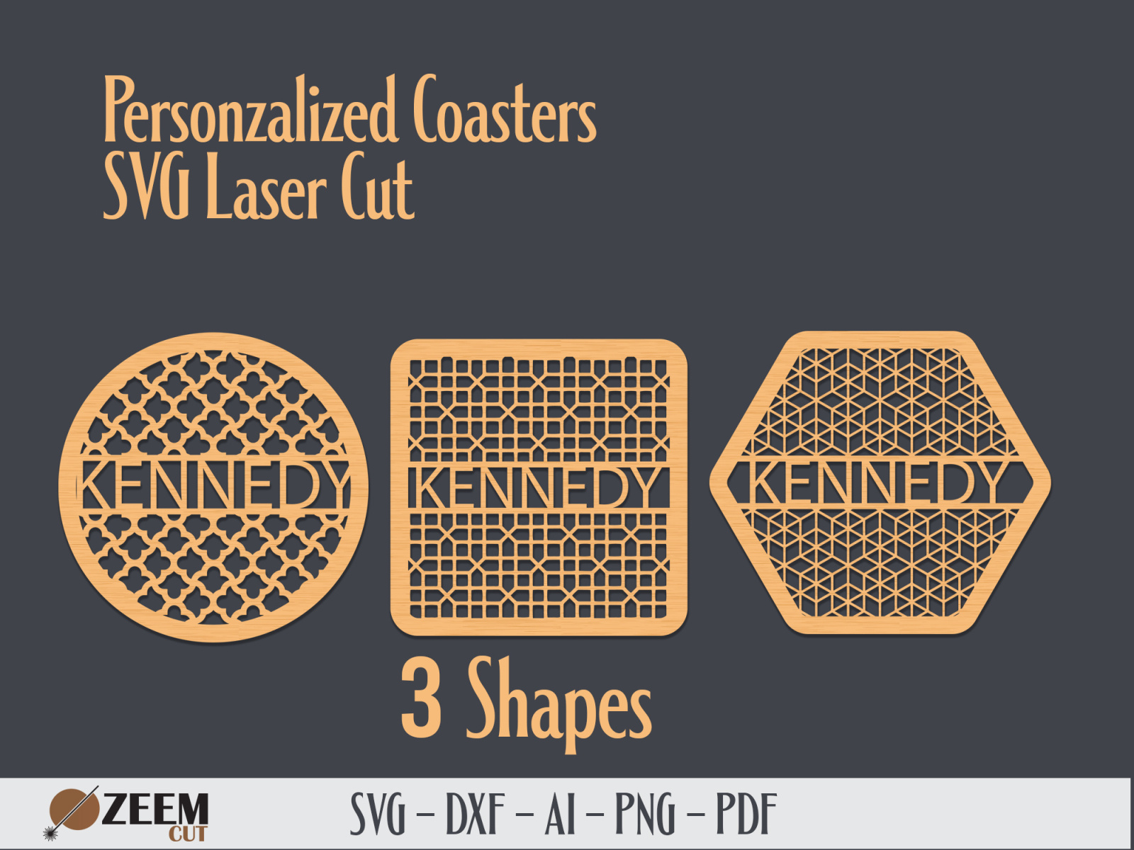 Personalized Coasters SVG Laser Cut Files by Umar Hafeez on Dribbble