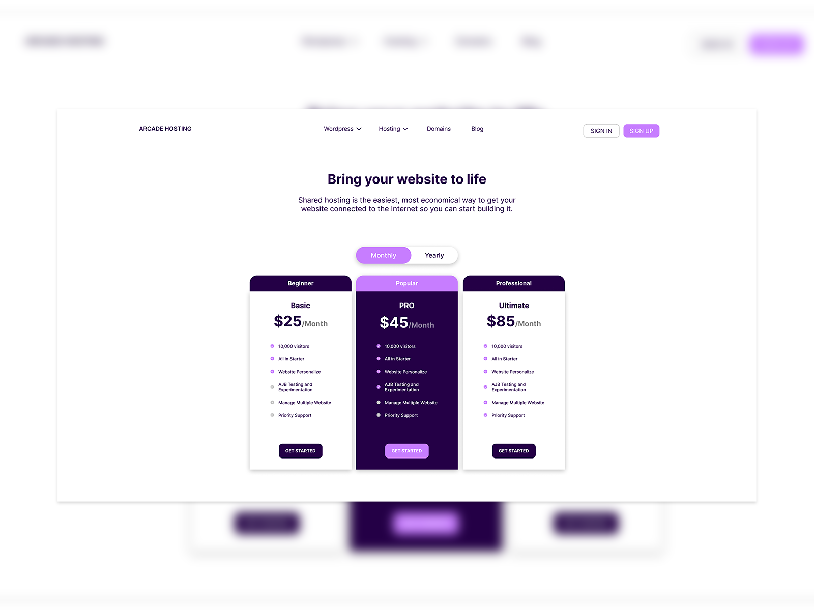 Hosting Price Pack UI Design 2023 by Ishon Chakma on Dribbble