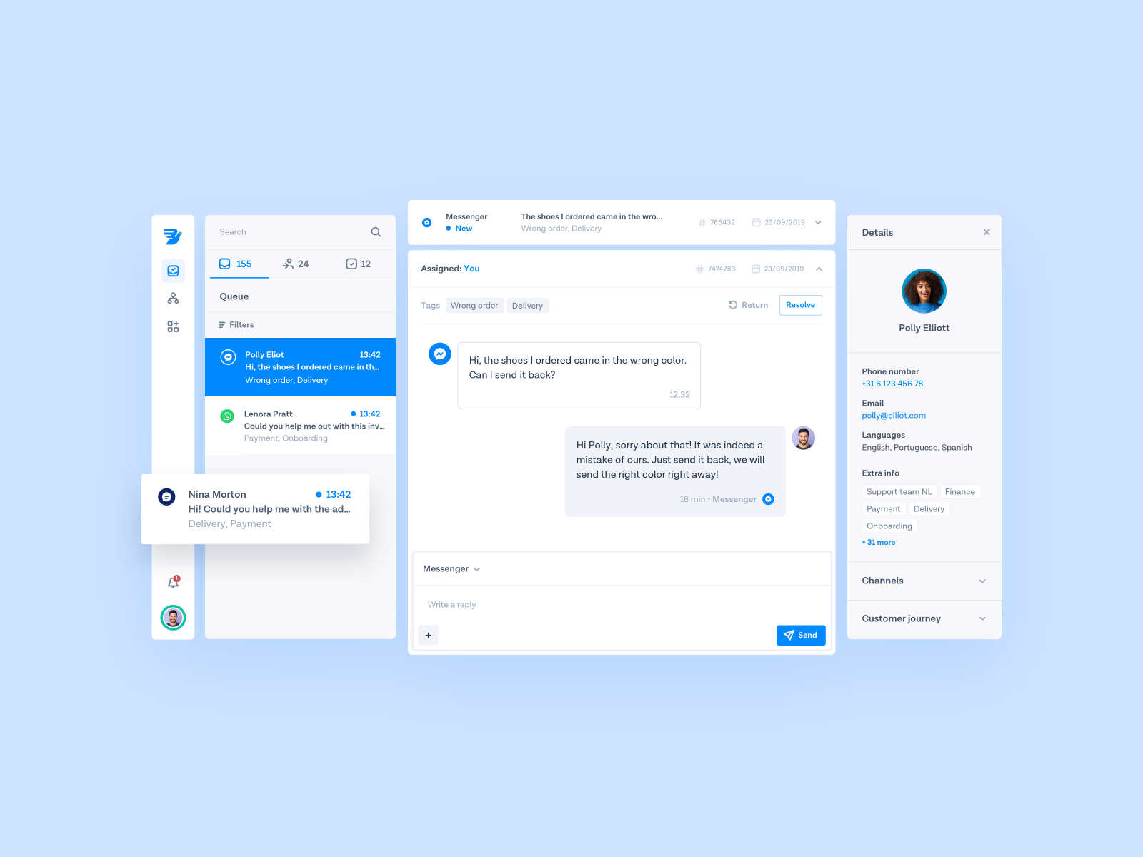 Inbox is evolving everyday by Michelly Sugui for MessageBird on Dribbble