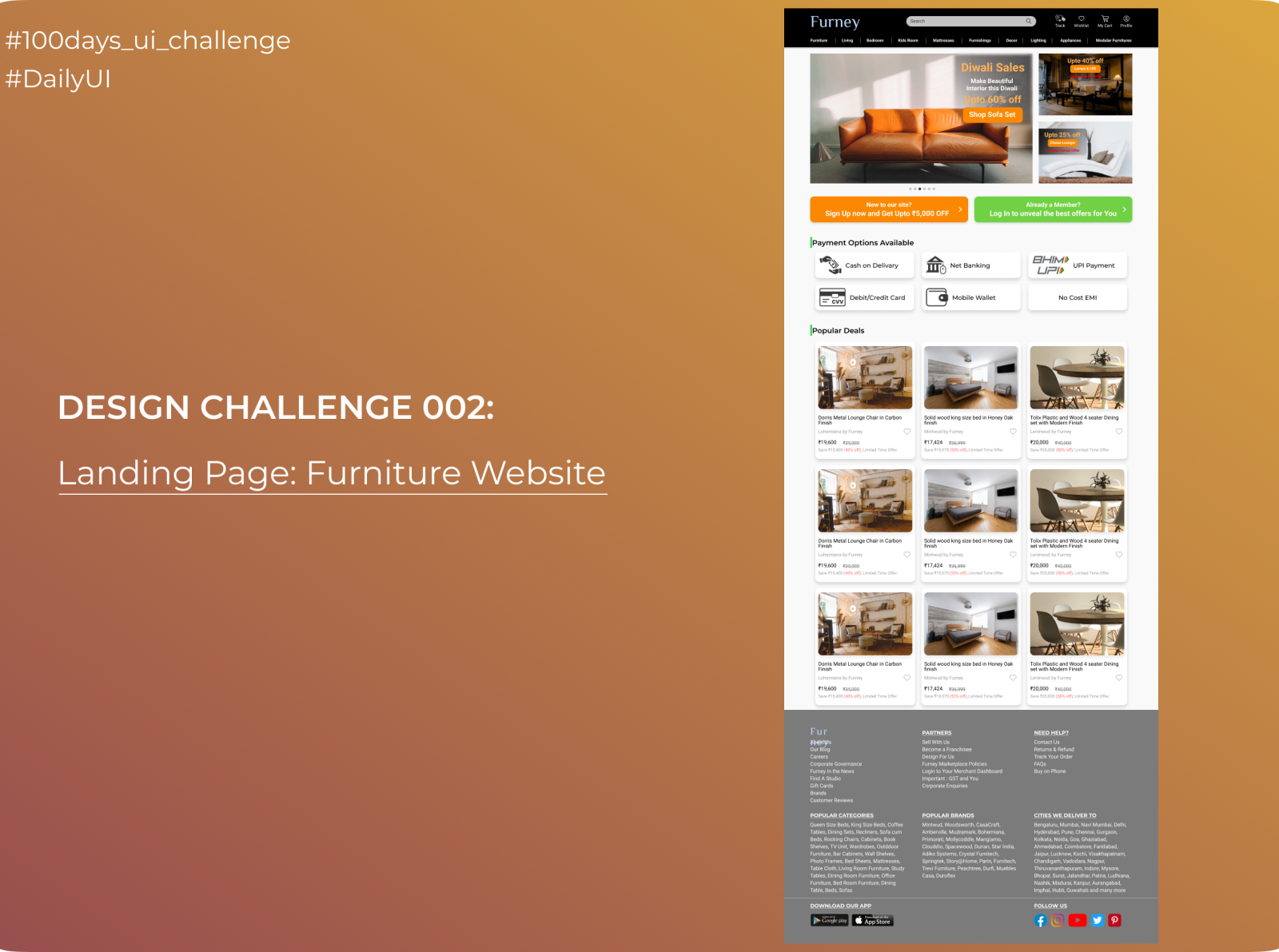Daily UI Challenge: Furniture website Landing page UI design by Shivam Soni on Dribbble