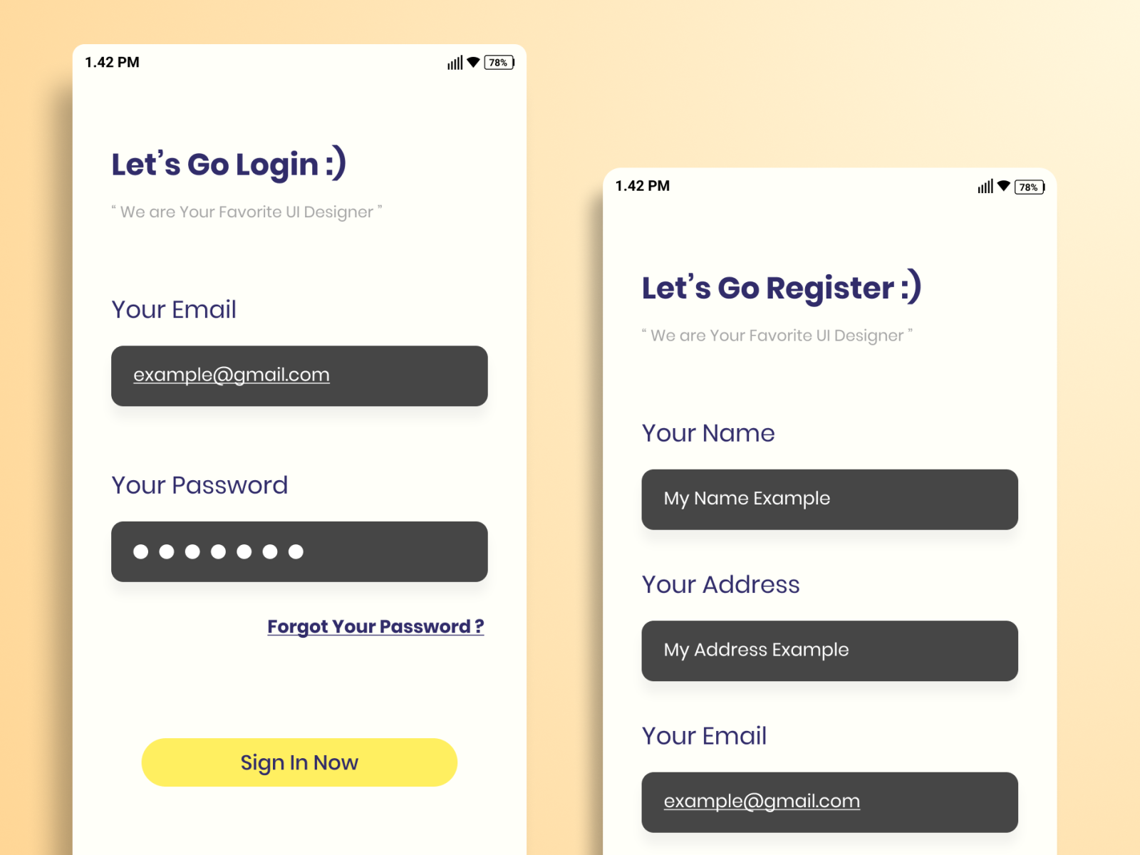 YellowSun - Login and Register UI Design by Nur Ihsan on Dribbble