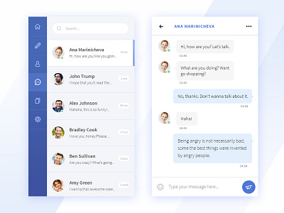 Mobile Chat App Design by Anastasia Marinicheva on Dribbble