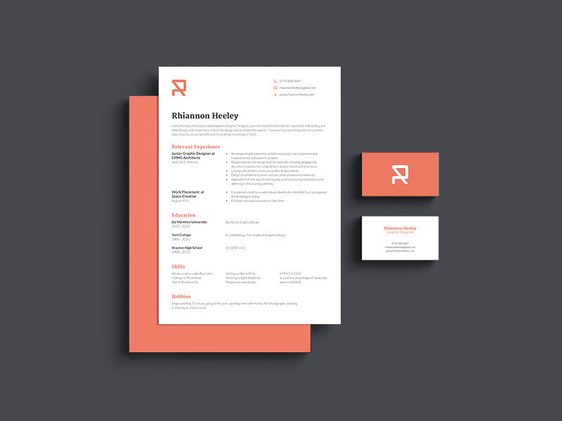Cv And Business Card by Rhiannon Heeley on Dribbble