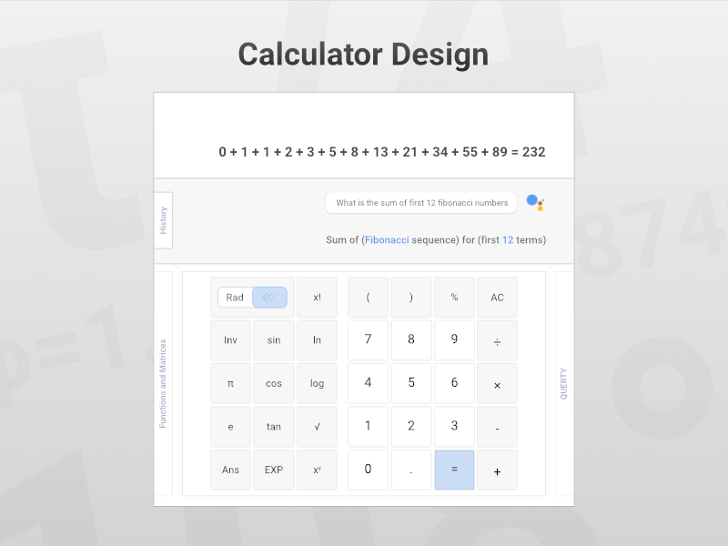 Calculator concept by Sai Abhijith on Dribbble