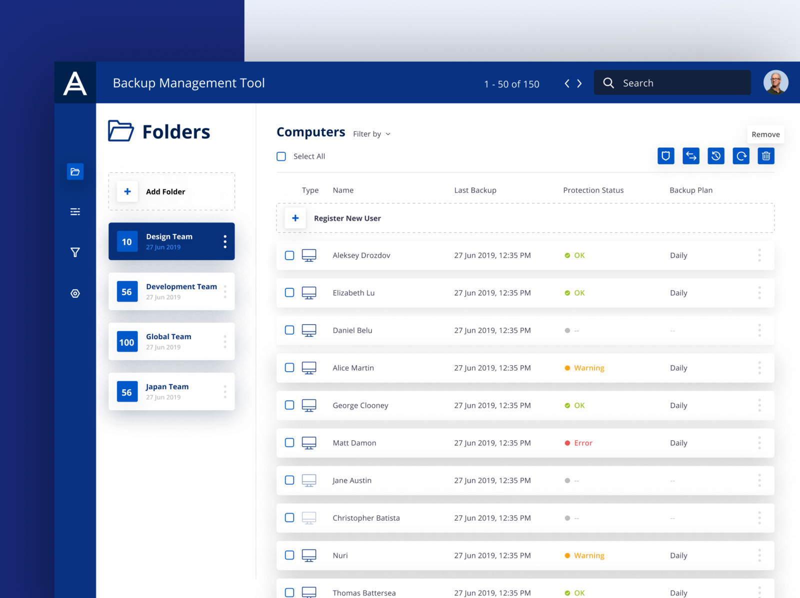 Acronis Backup Dashboard by Muhd Nur on Dribbble