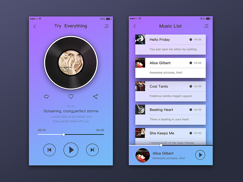 Music Player by Jent Liu on Dribbble