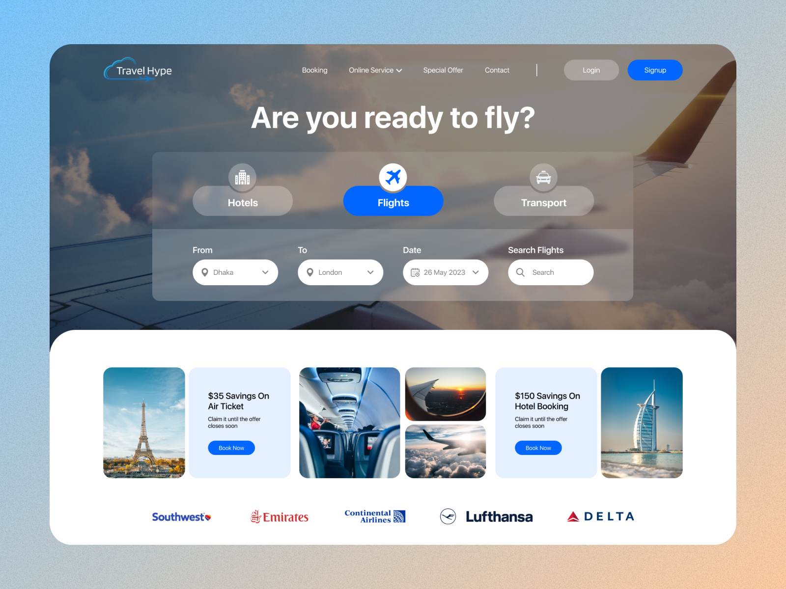Booking Website Header Design by Fluxcore - UI UX Design, Web Design ...