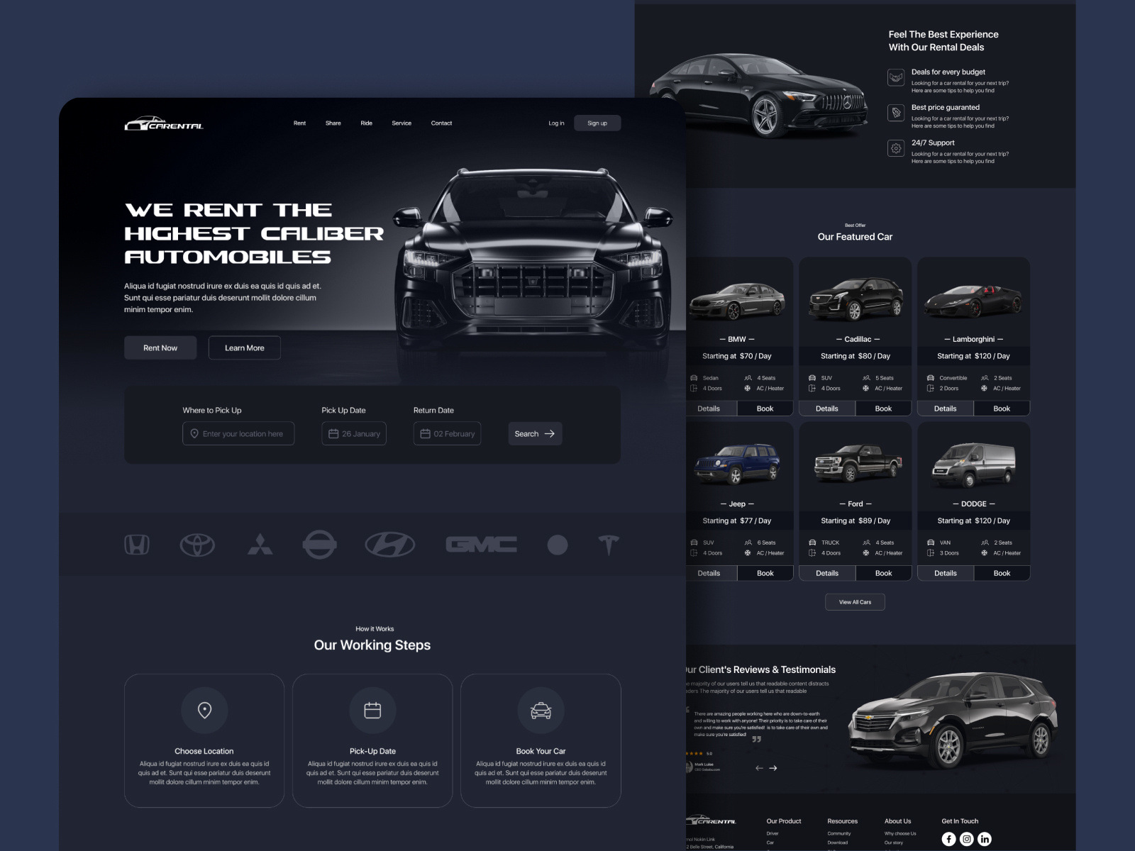 Car Rental Website Landing Page by Fluxcore - UI UX Design, Web Design ...