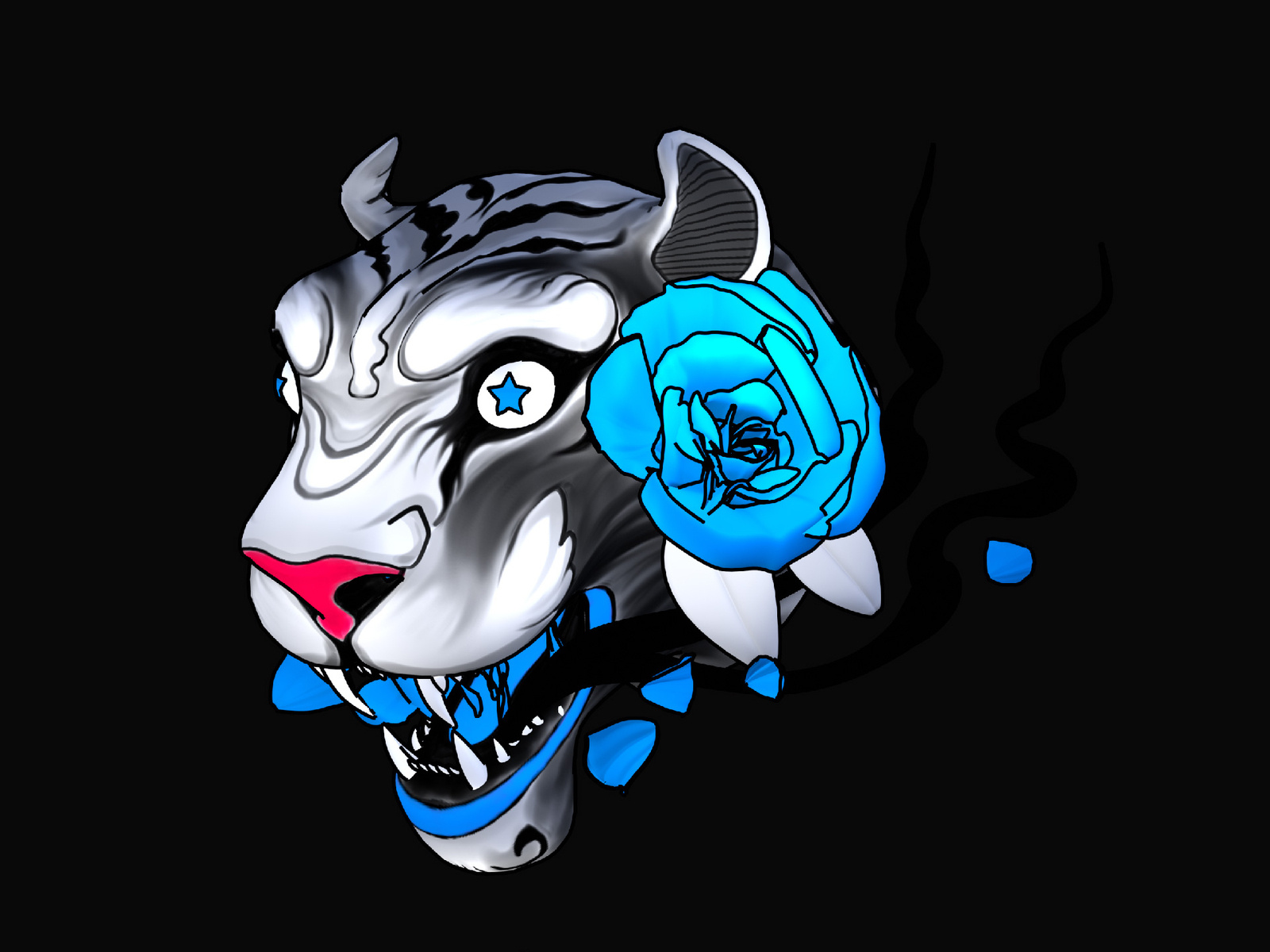 Tiger and blue rose by sunslion on Dribbble