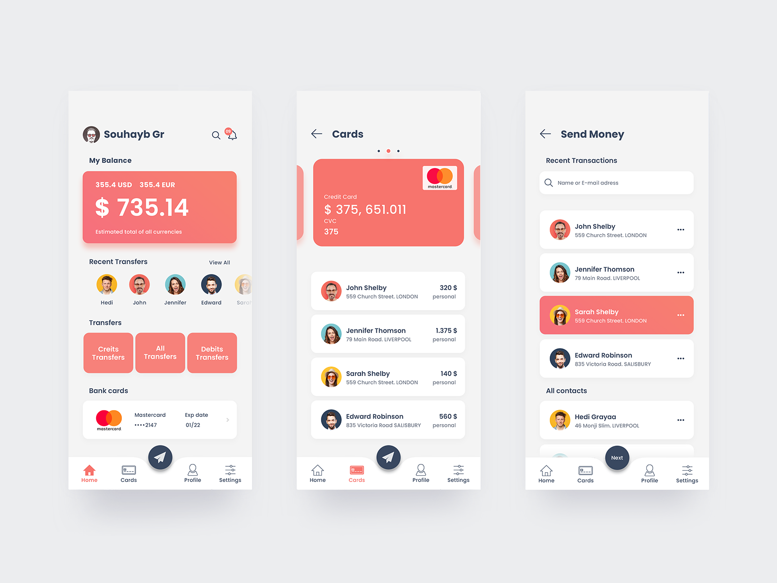 💳 BankTone | A Banking App with 2019's Pantone by Souhayb Graya on Dribbble
