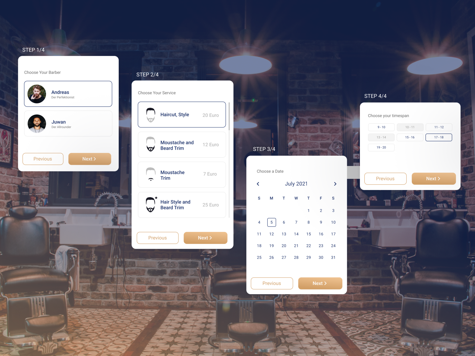 Barber Shop Reservation Modal by Babak on Dribbble