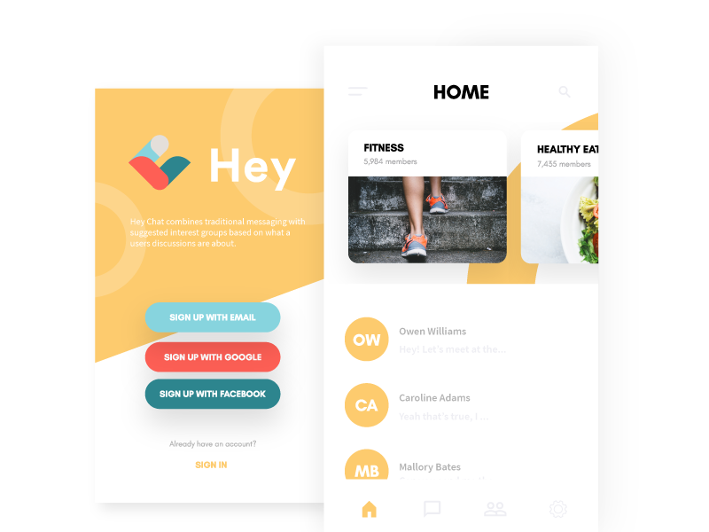 Hey Chat App by Olaf Willner on Dribbble