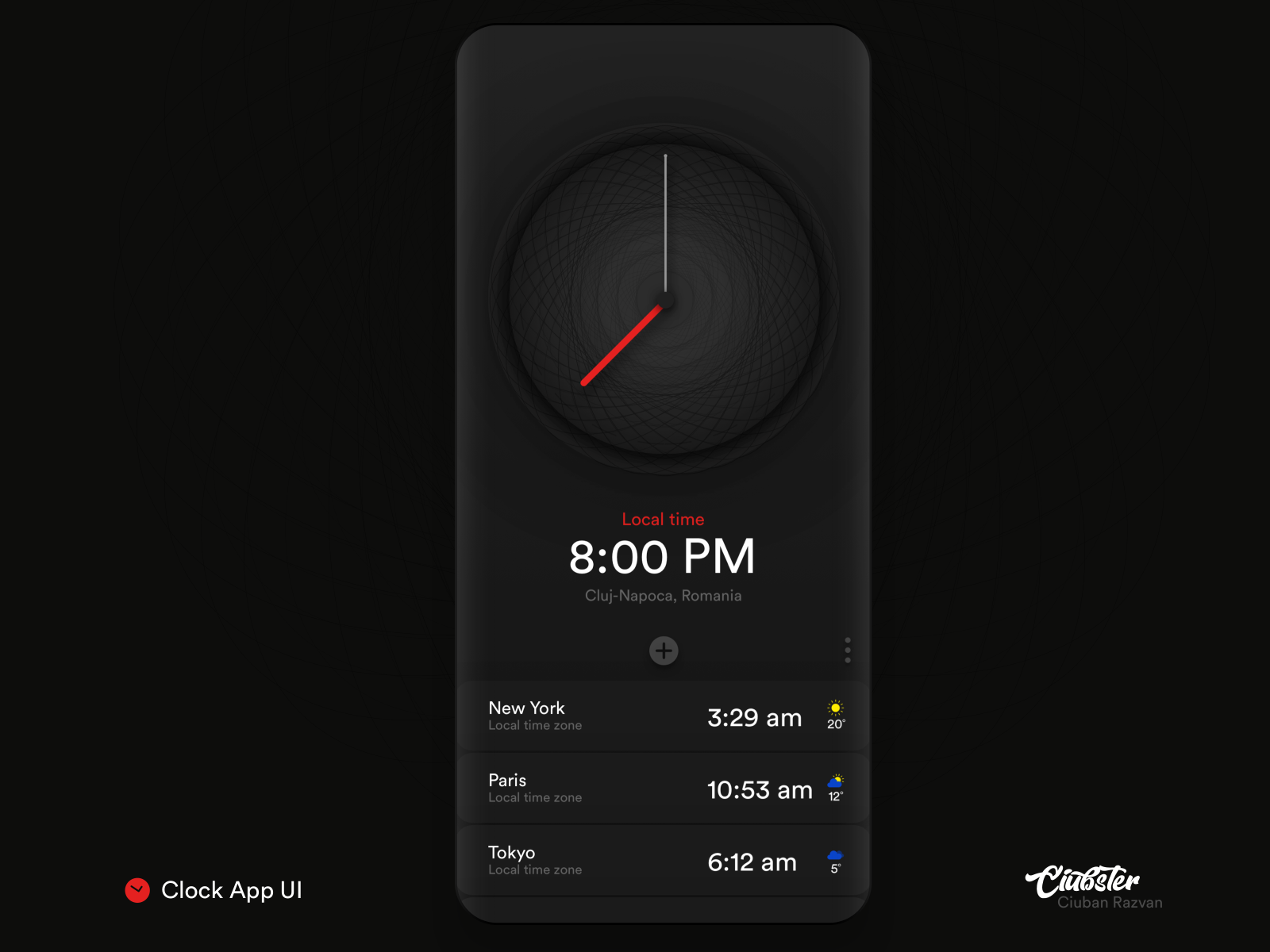 Clock App UI by Razvan Ciuban on Dribbble