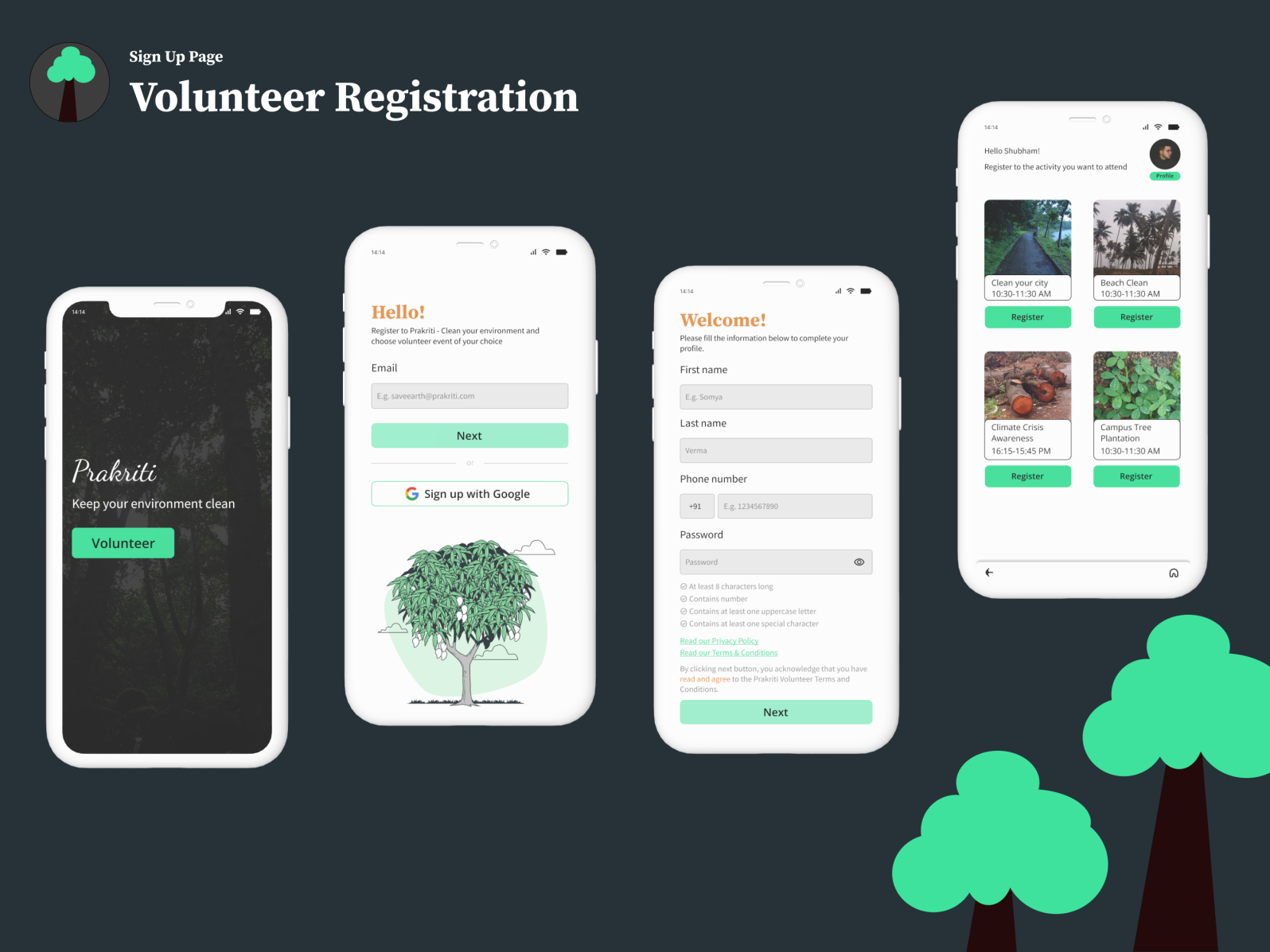 Sign Up Page for Volunteer Registration by Navyanshi on Dribbble