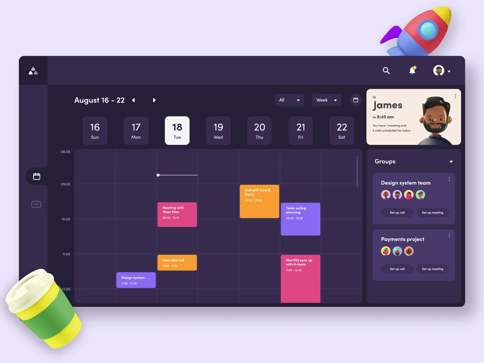 Calendar - Dark UI by D Prem Kumar on Dribbble