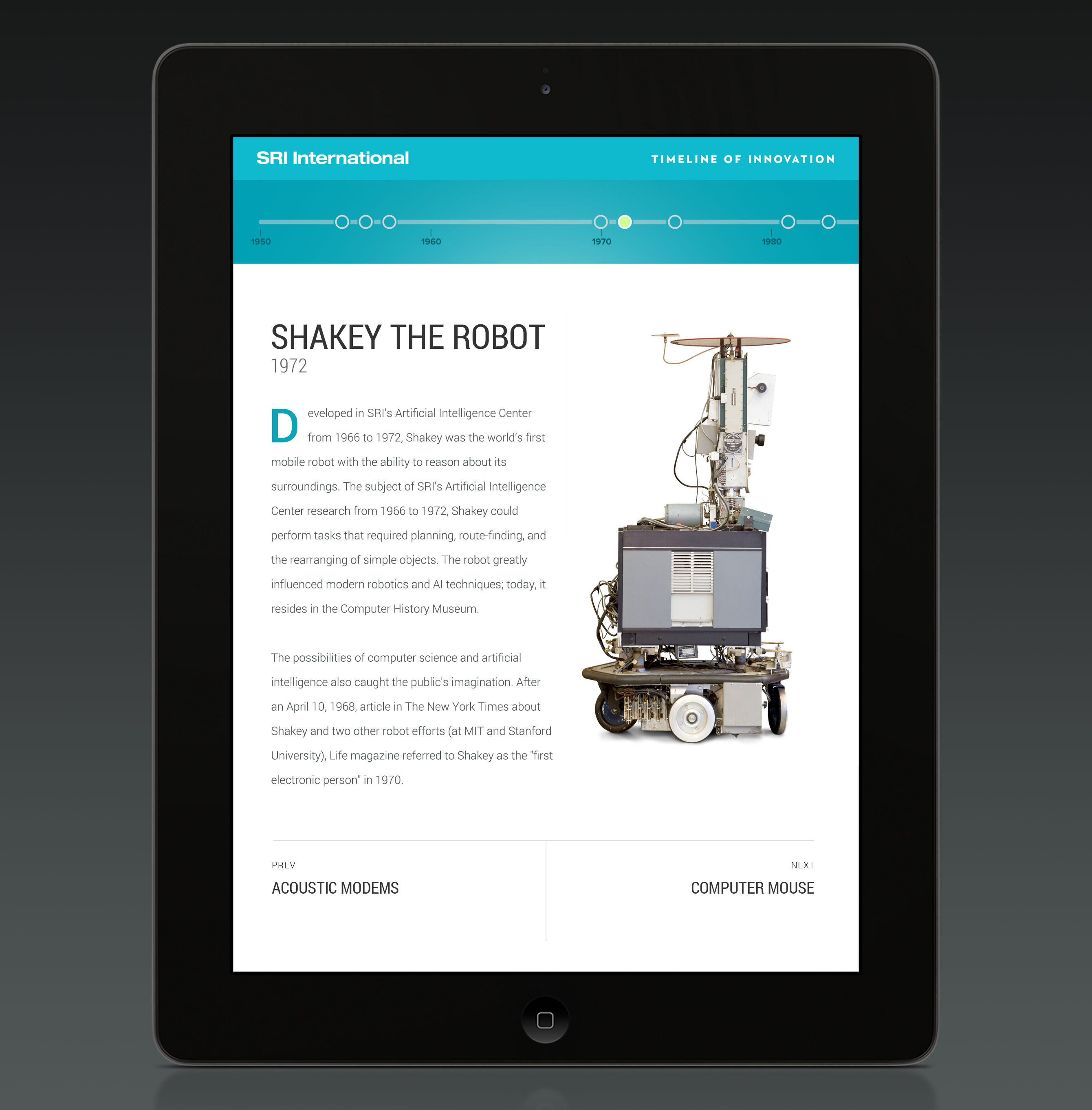 SRI International Timeline of Innovation by Rachel Holland on Dribbble