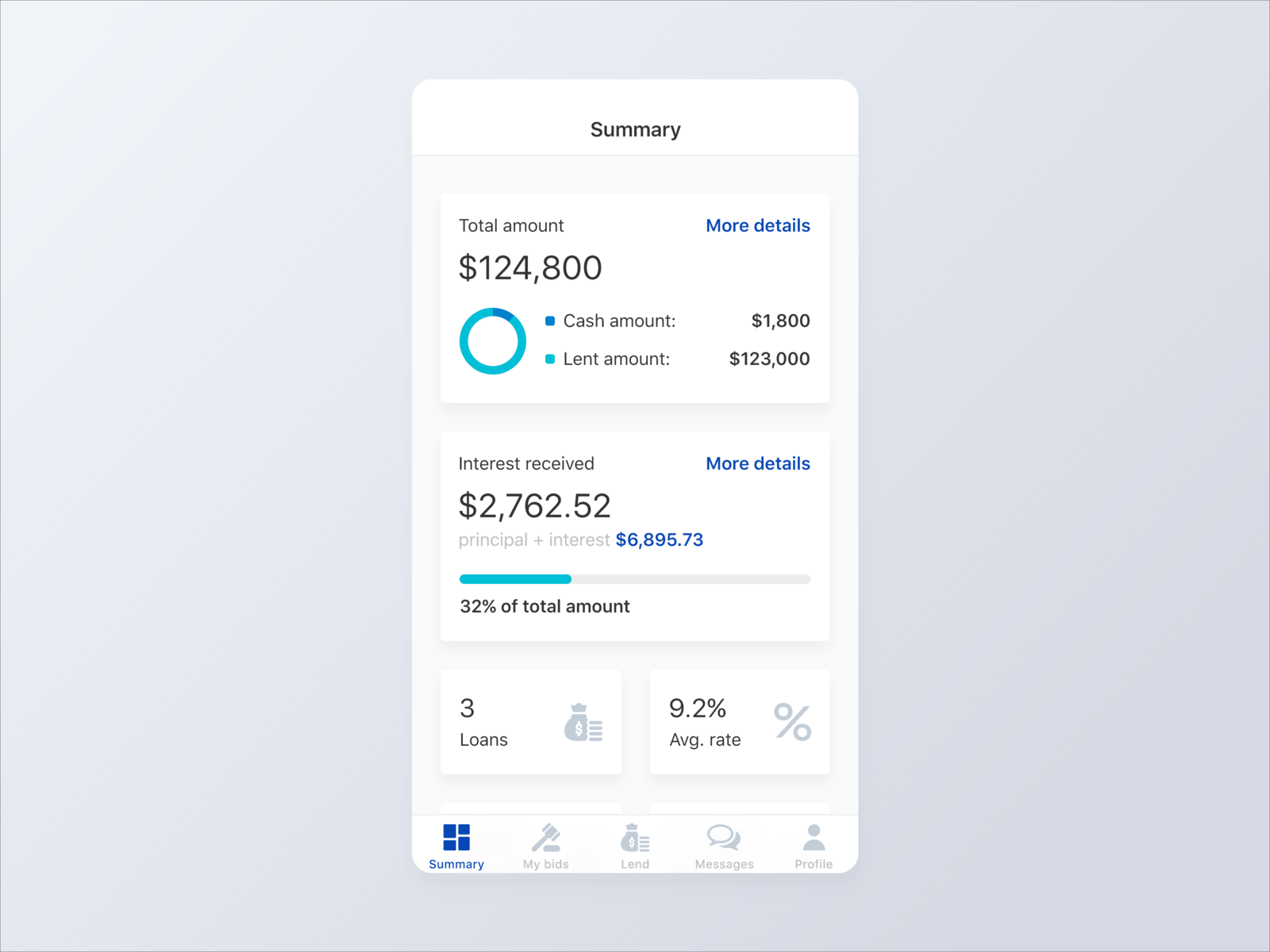 Lending Mobile App - Summary Screen by George Barbu on Dribbble