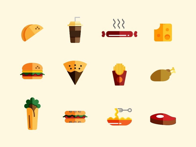 Flat Icon Set for Kebab Karan by andrian syahroni on Dribbble