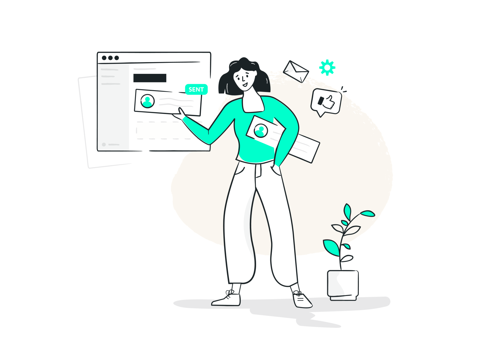 Automated tasks illustration by Ash Joan Hazelwood for Ortto on Dribbble