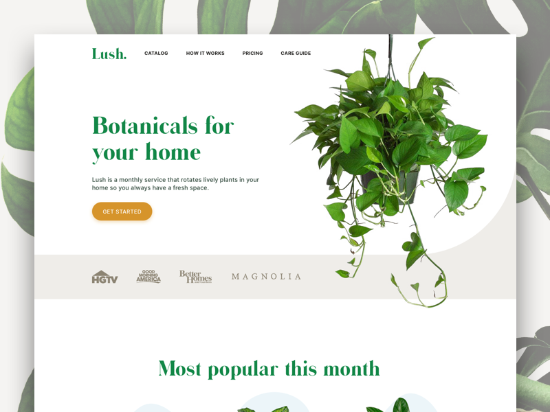 Lush landing page by Arron Hunt on Dribbble