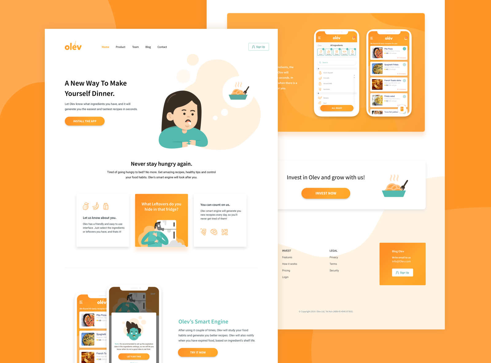 Recipes app landing page design by Tali Teper on Dribbble