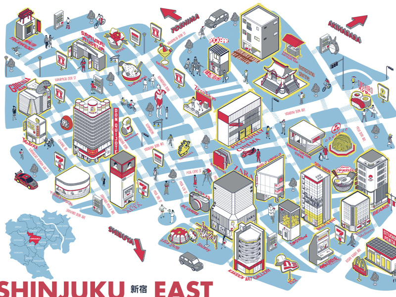 Shinjuku Map by Poca Madre Estudio on Dribbble