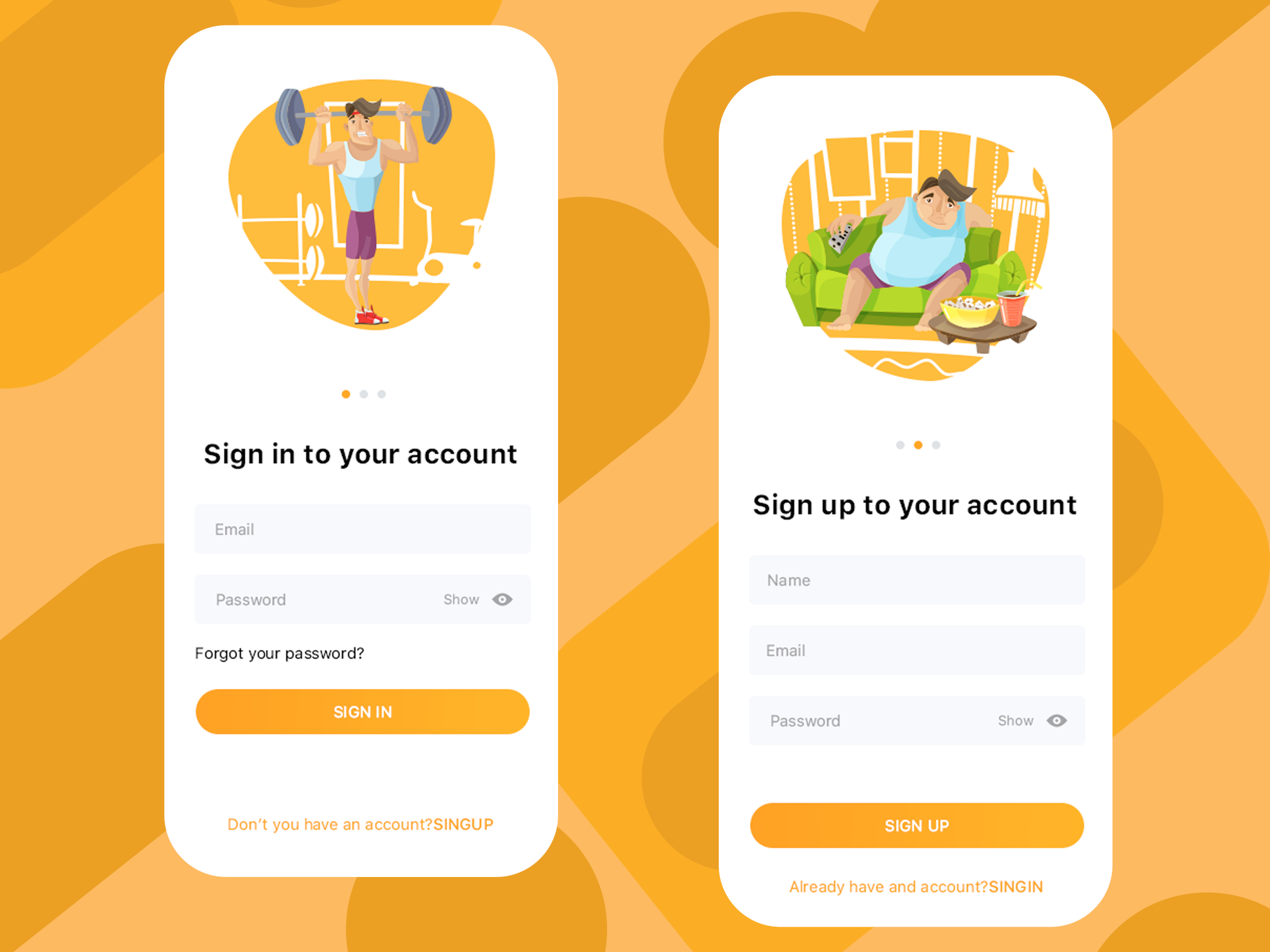 Exercise Activity App Login by Touraiz on Dribbble