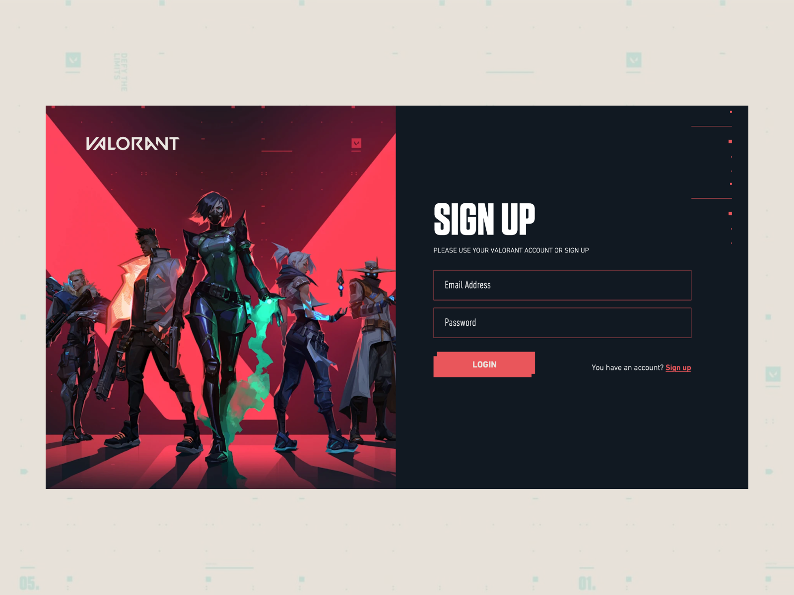 Sign up VALORANT EVENT by Ghassan Hani on Dribbble