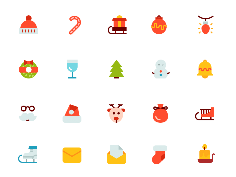 Flat Christmas Icons by Justas Galaburda on Dribbble